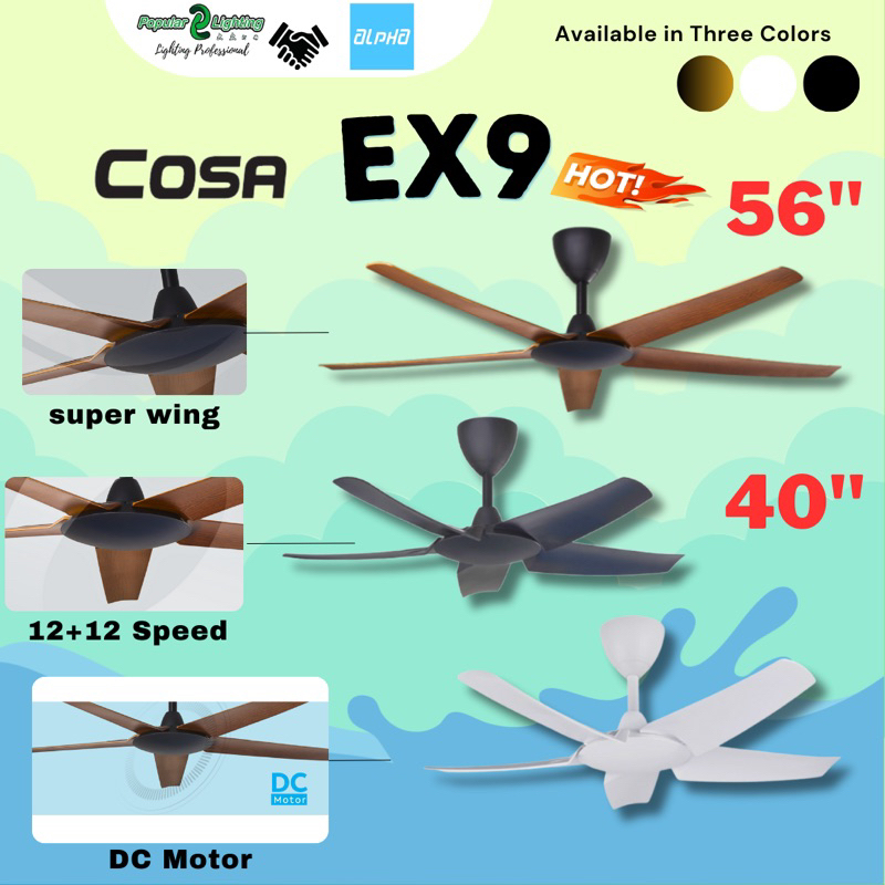 Alpha Cosa EX9 DC Motor 5 Blades 12 Speeds With Remote Control Reverse ...