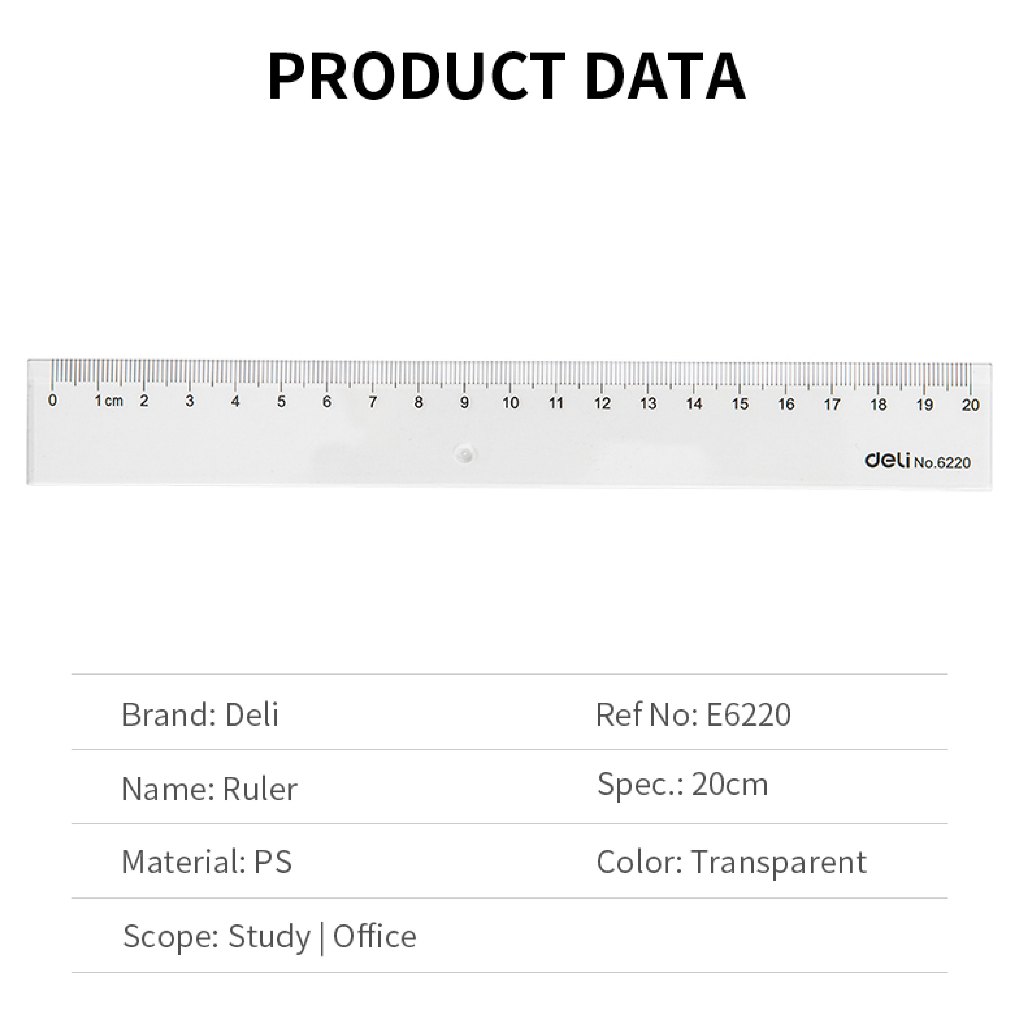 Deli Ruler Transparent Metric Graduation PS Material (20cm/30cm) E6220 ...