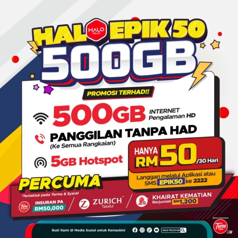 Simcard TUNETALK HALOTELCO 4G/5G Celcom Digi UNLIMITED DATA & CALL ...