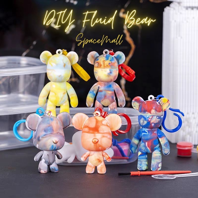 [50pcs]DIY Fluid Bearbrick Keychain Mini Bear Ornament Keychain ...