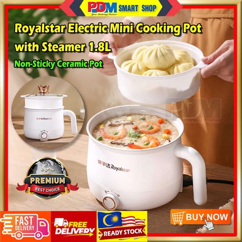 PDM Royalstar Electric Mini Cooking Pot with Steamer Mini Hot Pot Non ...