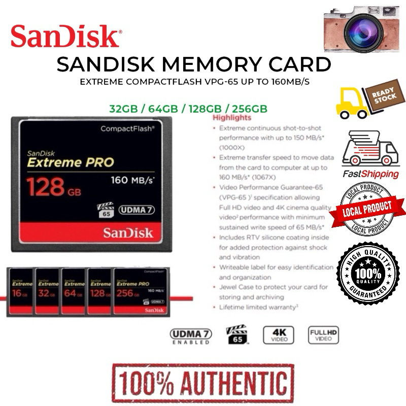 (Clearances) SanDisk Extreme Pro 128GB Compact Flash CompactFlash CF Memory Card (160MB/S ...