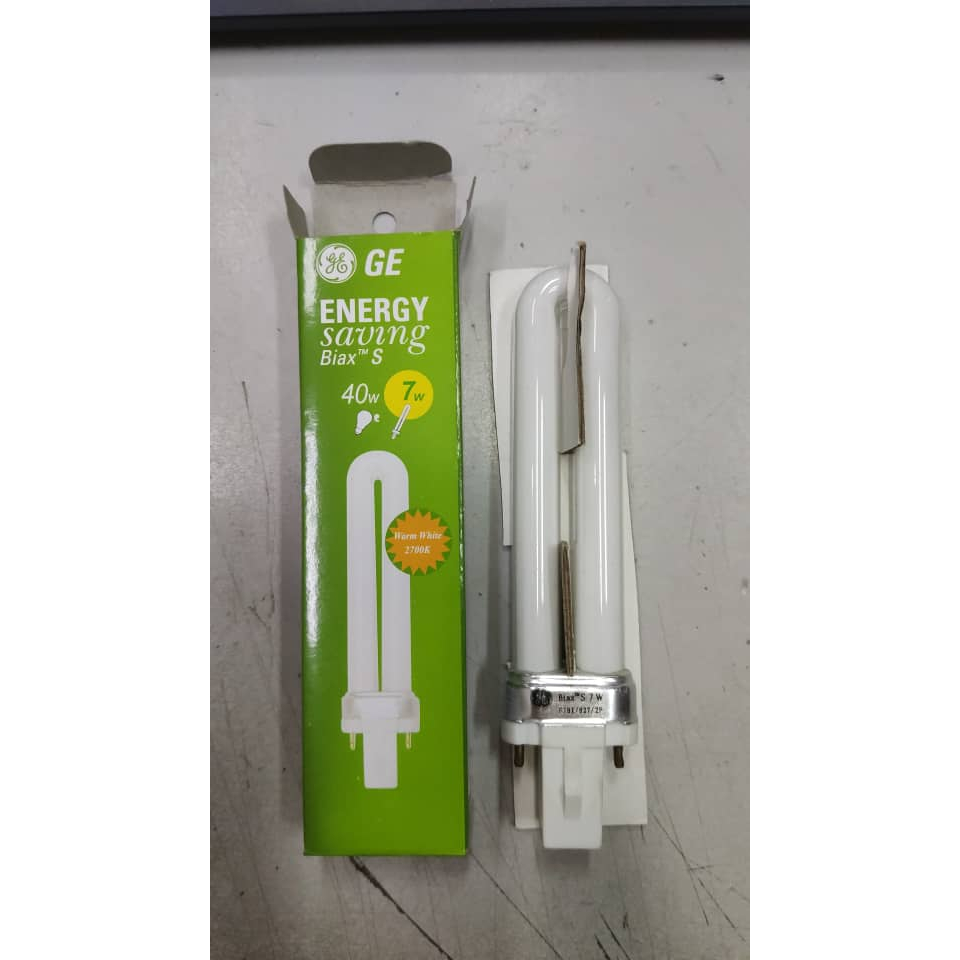 GE Biax S 7W PLS Fluorescent Globes Bulbs G23 F7BX/827/2P & 23 F7BX/865 ...