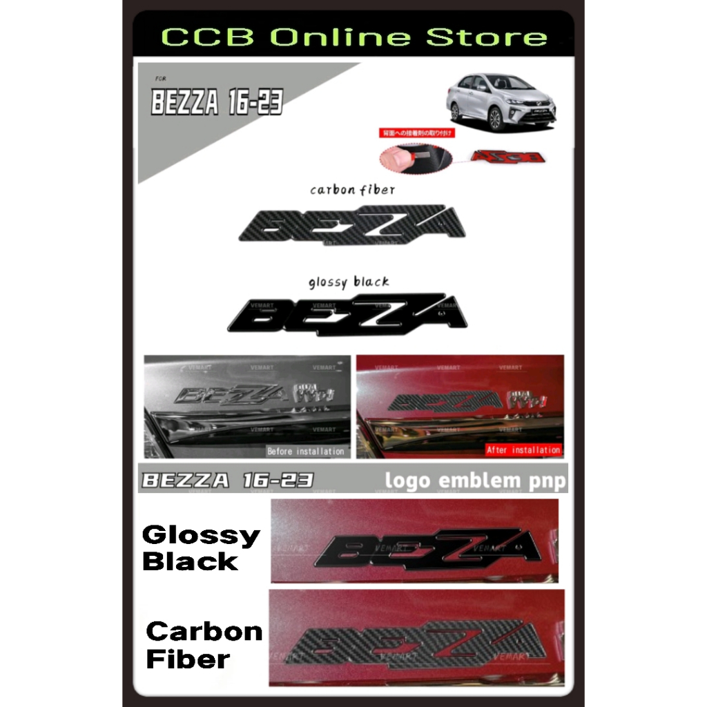 Perodua Bezza 2016 - 2023 Car Logo Emblem Accessories - Glossy Black ...