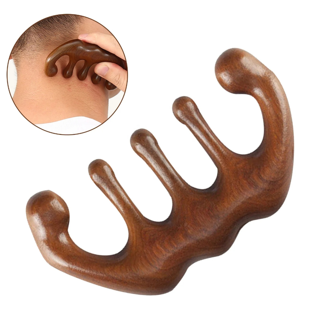 Meridian Massage Comb Five-Tooth Handleless Wooden Point Acupuncture ...