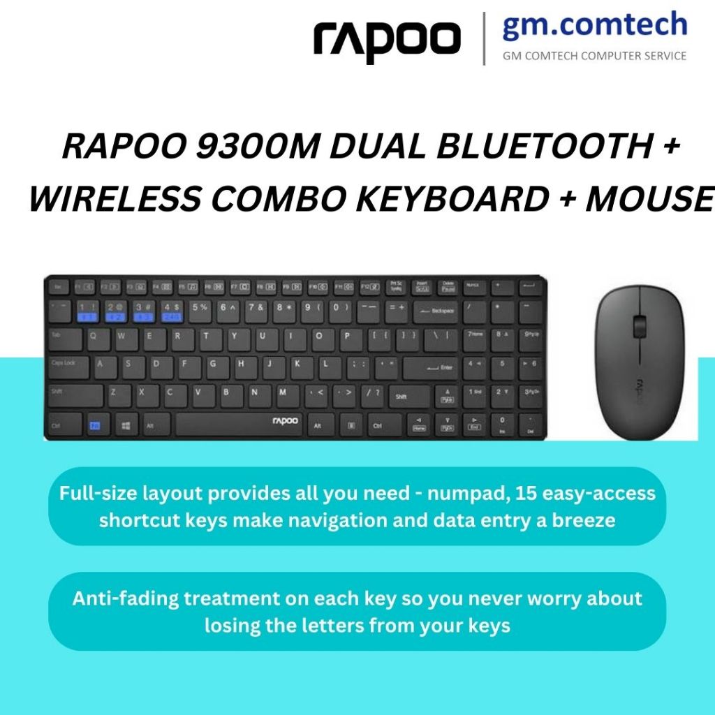 Rapoo 9300M Dual Bluetooth + Papan Kekunci Kombo Tanpa Wayar + Tetikus | Shopee Malaysia