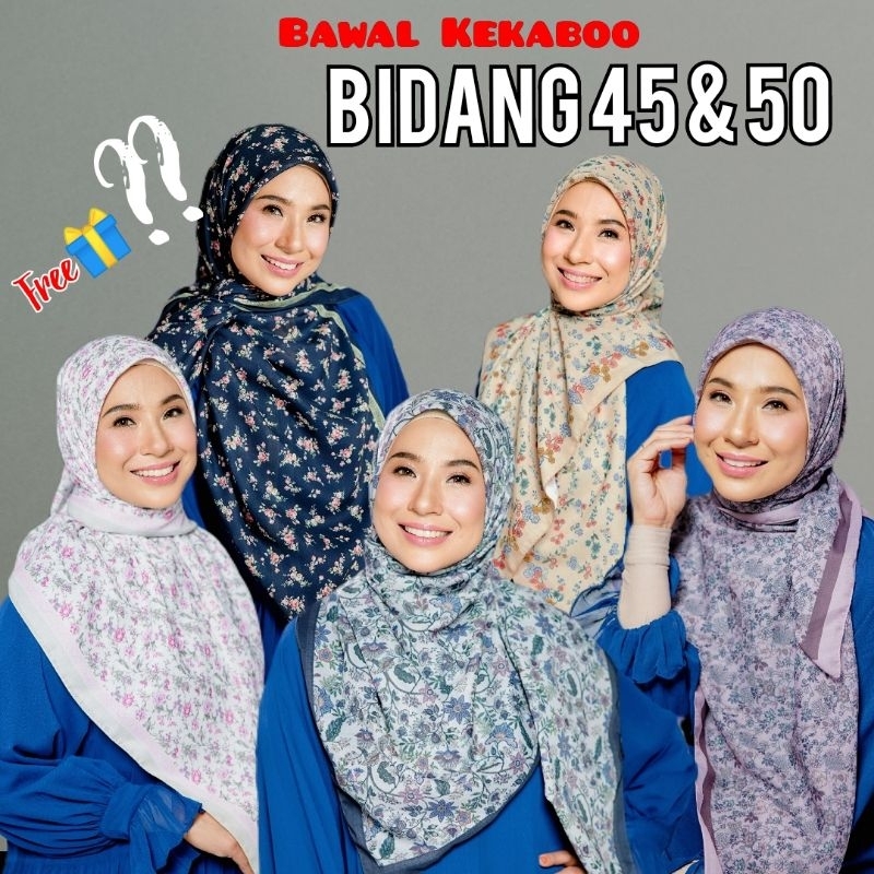 READY STOCK TUDUNG BAWAL KEKABOO Cotton Bawal Printed Bidang 45 dan 50 ...
