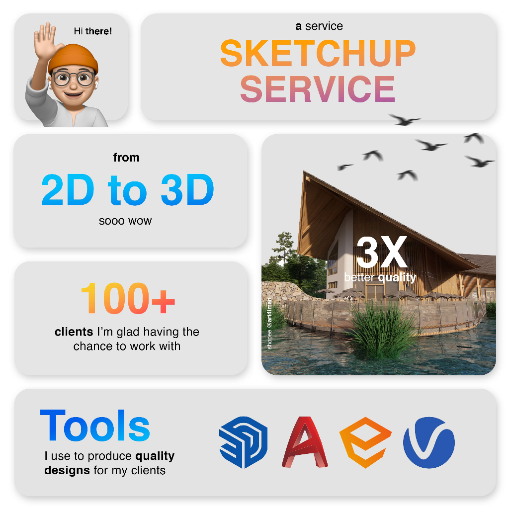 🟠 SERVICE 🟠 SKETCHUP SERVICE 2D TO 3D (HARGA STUDENTS & COMPANY ...
