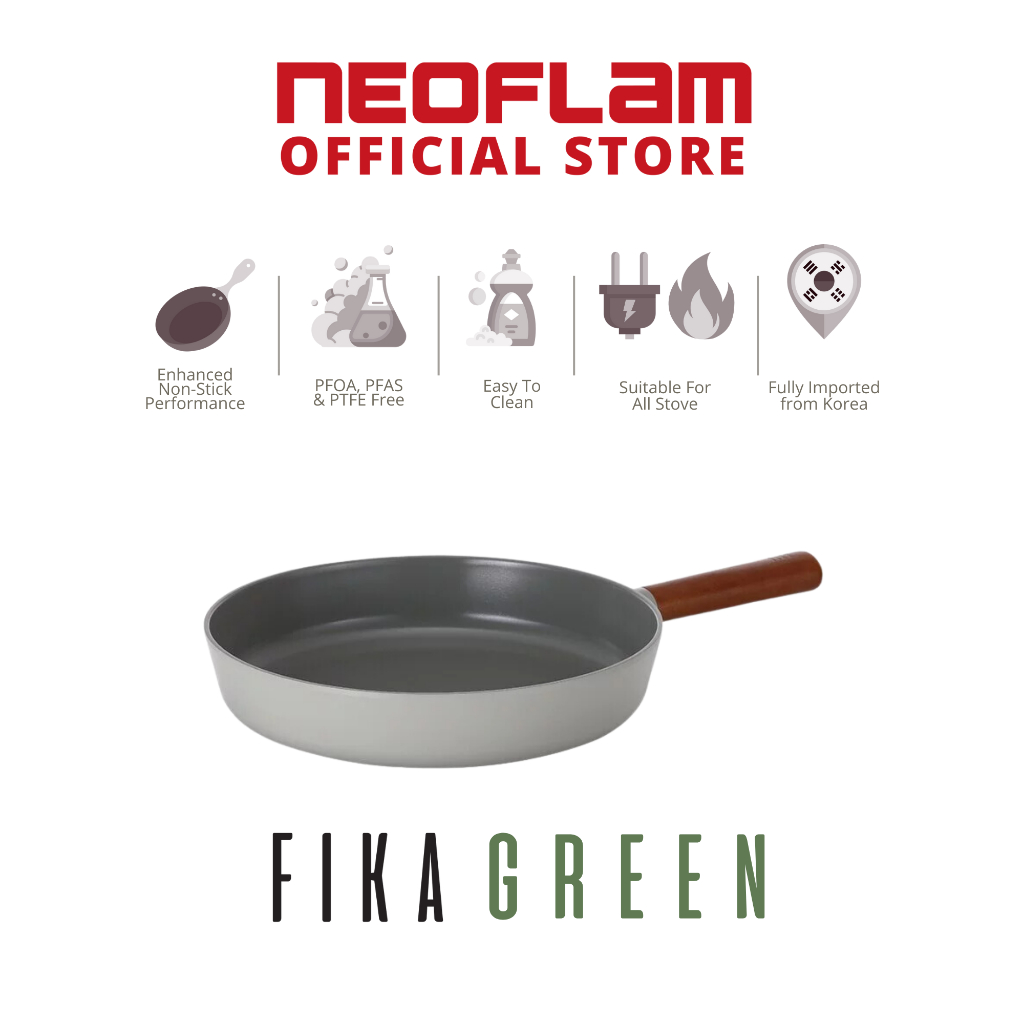 NEOFLAM FIKA GREEN Healthy Ceramic Coating 24cm Frypan | Shopee Malaysia