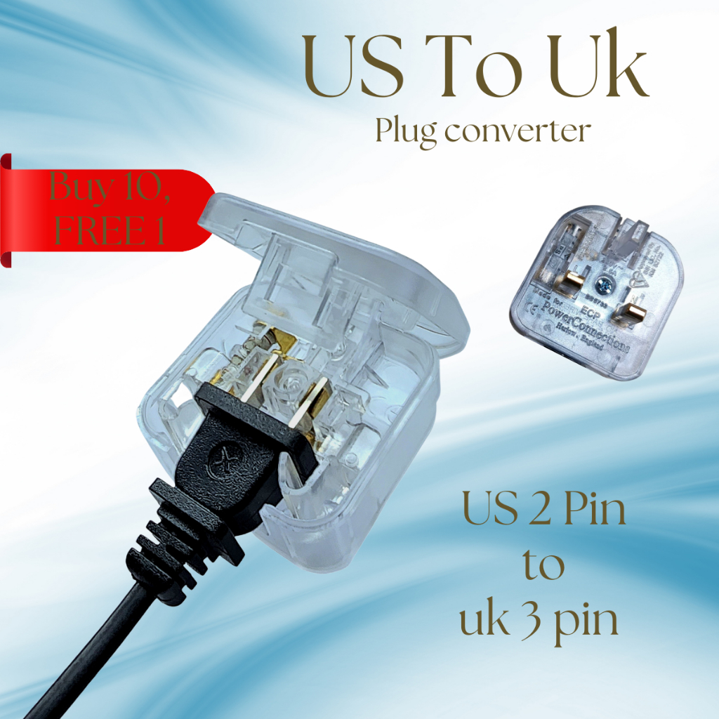 (US TO UK | FUSED) US/China 2 Pin Plug Converter / US To UK Plug ...