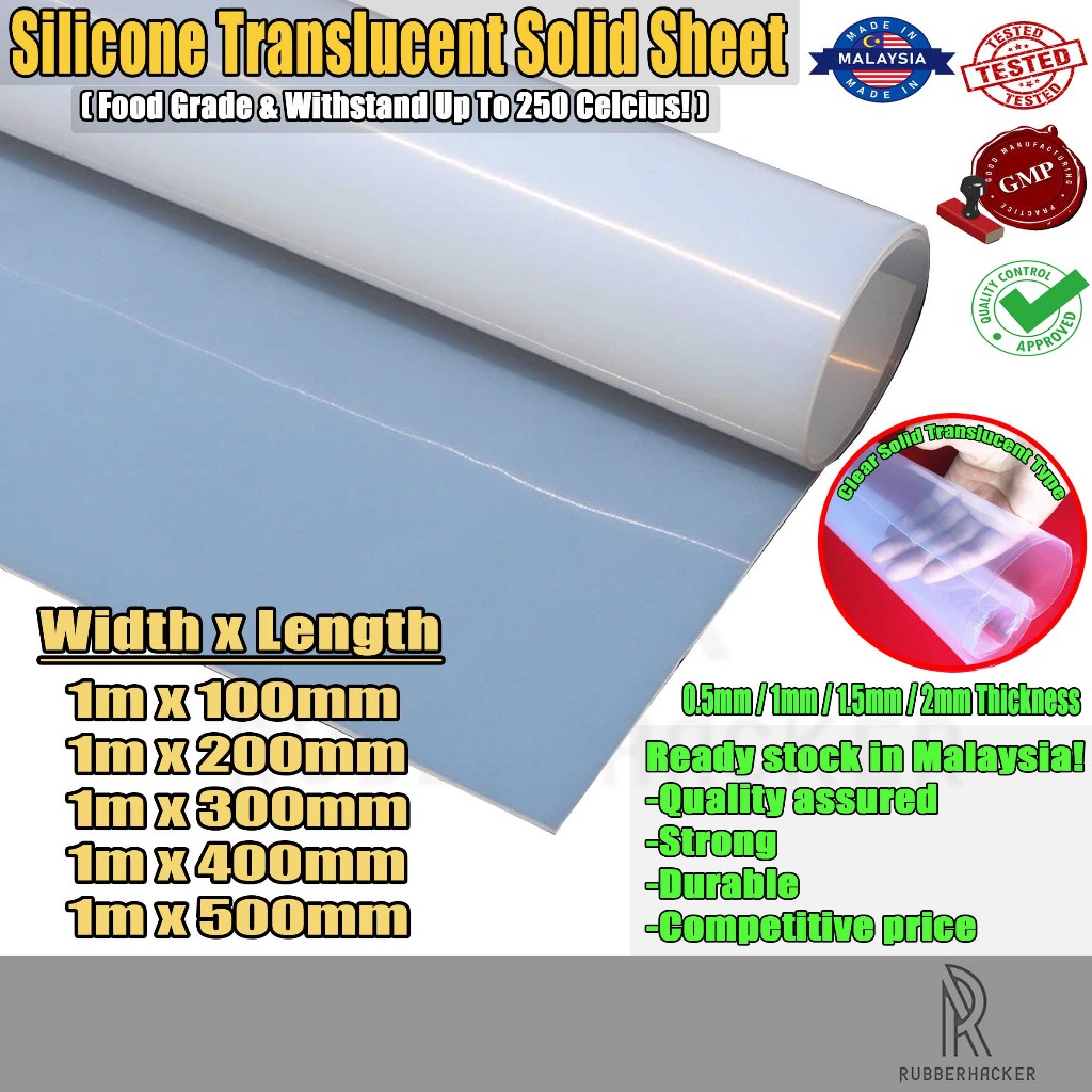 Silicone Transparent Solid Sheet with 0.5mm to 2mm Thickness x 1m Width ...