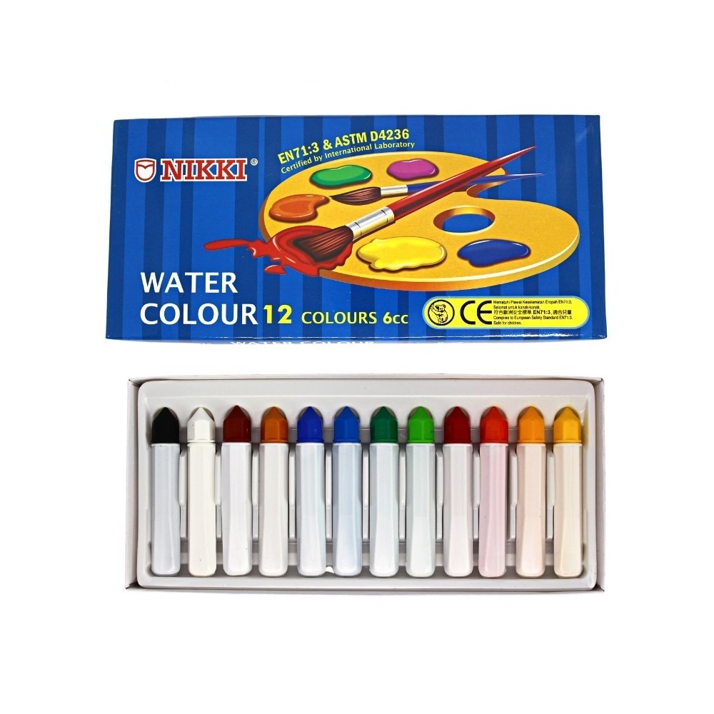 NIKKI WATER COLOUR 12 COLOURS 6CC | Shopee Malaysia