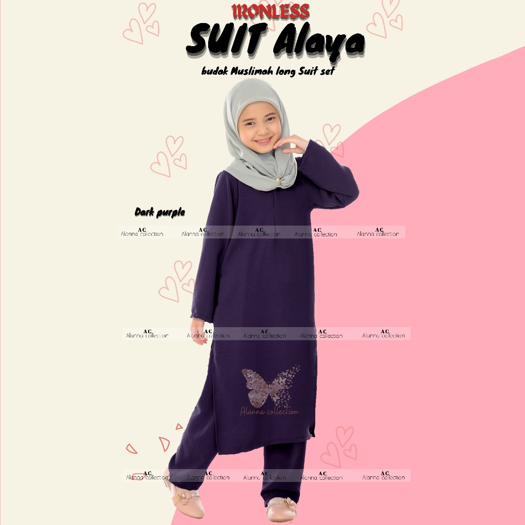 (Ironless)Budak Muslimah Long Suit Set Alaya(new arrivals) | Shopee Malaysia