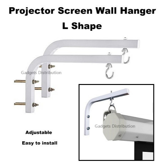 [1 pair] L Shape Adjustable Projector Screen Wall Mount Bracket Hook ...