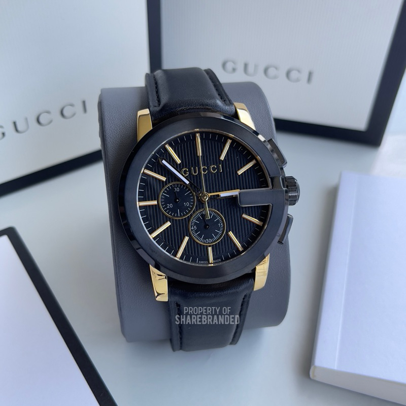 Gucci G Chrono Quartz Black Dial Men Watches 44MM YA101203 | Shopee ...
