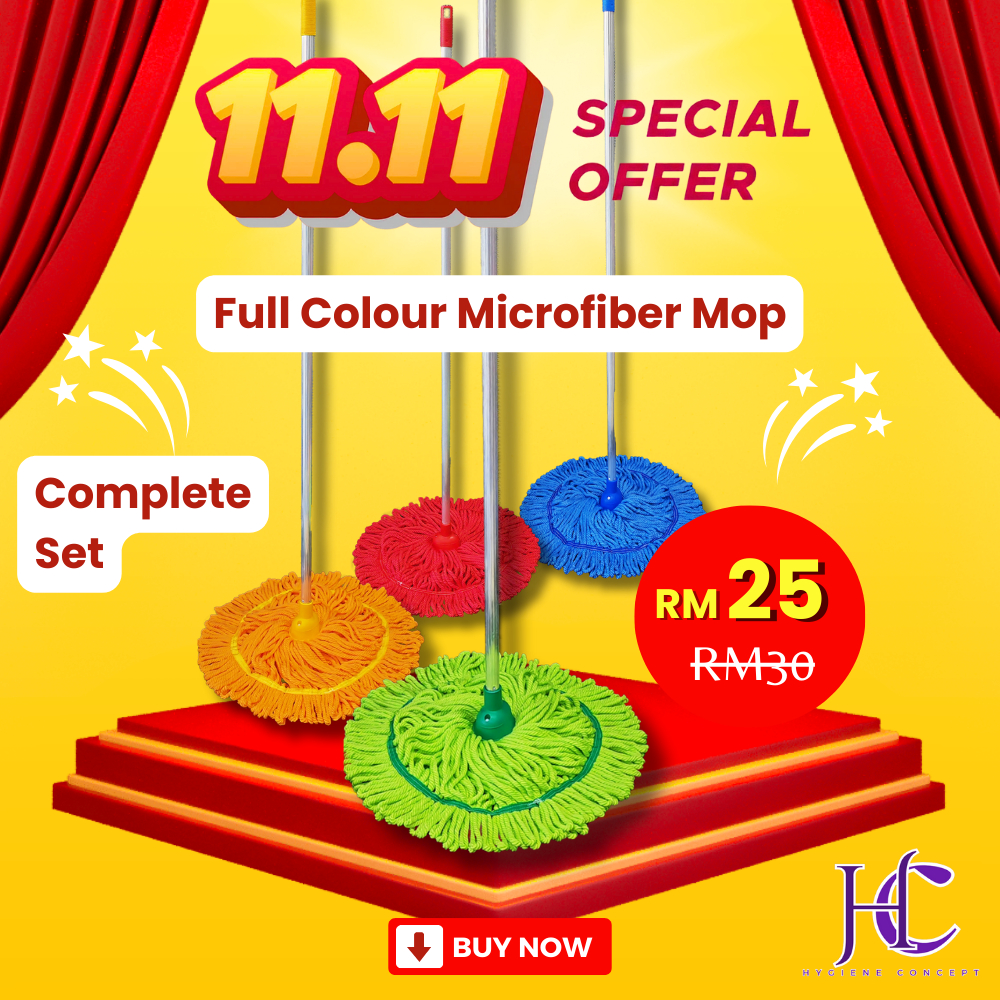 Full Colour Microfiber Mop Complete Set 300g with 4′ Aluminium Handle ...