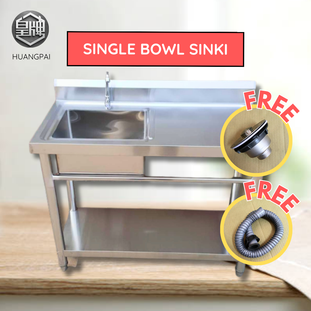 Stainless Steel Kitchen Single Sink Table With Bottom Shelf 120 cm x 60 ...