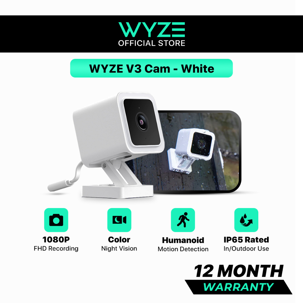 WYZE Cam V3 White - Smart CCTV Mini Siren Home Security Camera Color ...