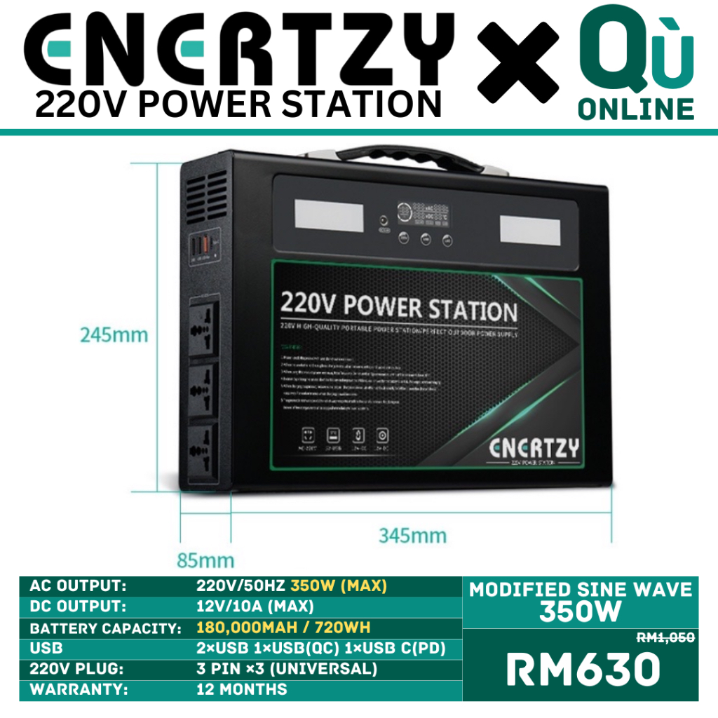 ENERTZY Portable Power Station 350W/650W/1000W AC 220V Output Emergency ...