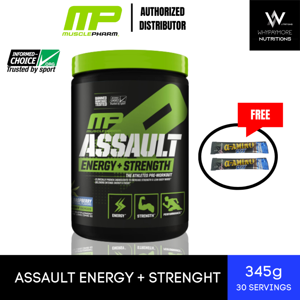 MP Muscle Pharm Assault 30 Servings (Free Amino) - Pre Workout, Energy ...