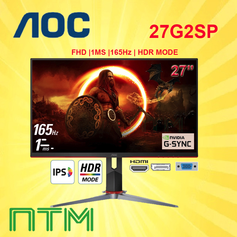 AOC 27G2SP 165Hz 27" IPS FHD 1Ms Adaptive sync/G-Sync Compatible Gaming Monitor ( HDMI, Display ...