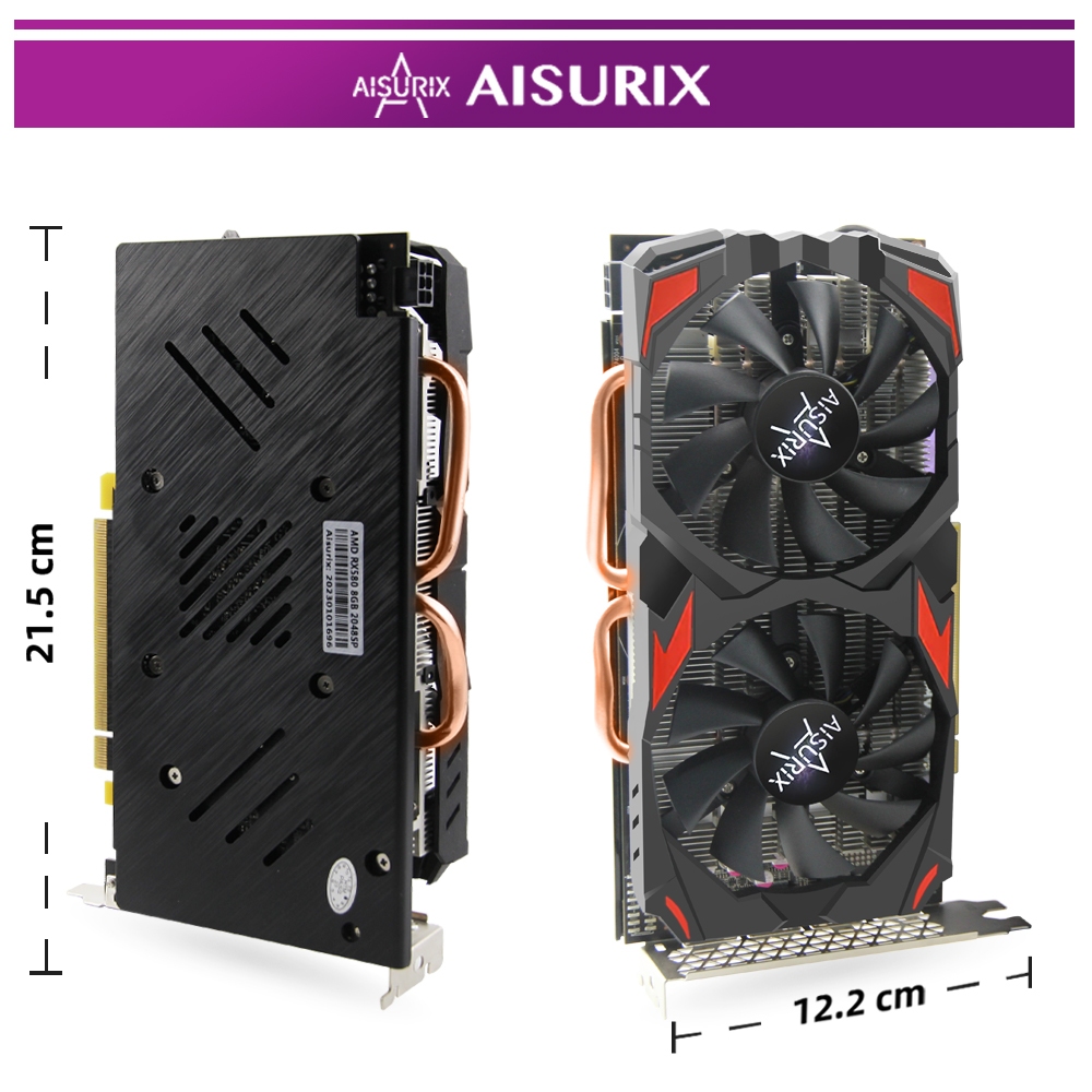 AISURIX Brand New Graphics Card RX 580 8GB AMD Radeon Computer GPU ...