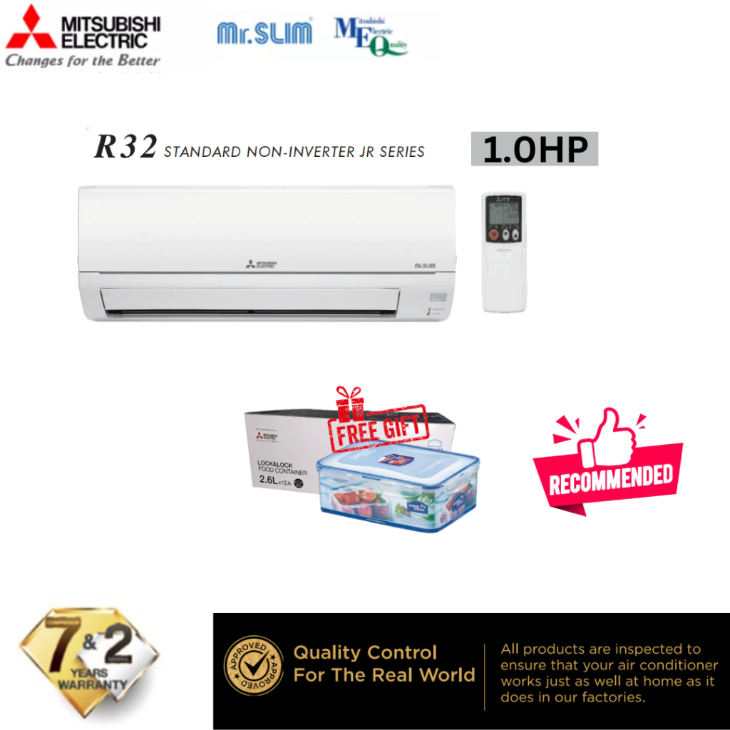 MITSUBISHI R32 NON INVERTER MR.SLIM Air Conditioner MS-JR/MU-JR 1.0HP 1 ...