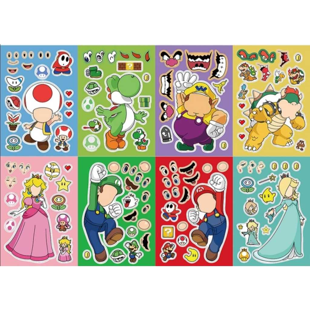 DIY Super Mario Character Sticker Sheet (8 Sheets) | Shopee Malaysia