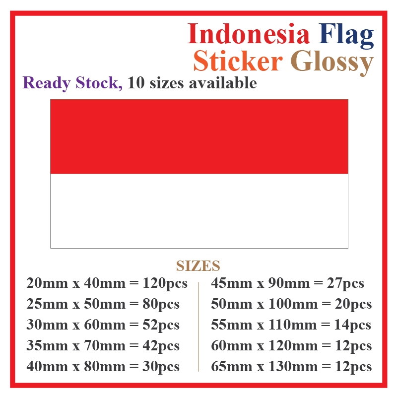 Indonesian Flag Sticker Rectangle / Stiker Pelekat Bendera Indonesia ...