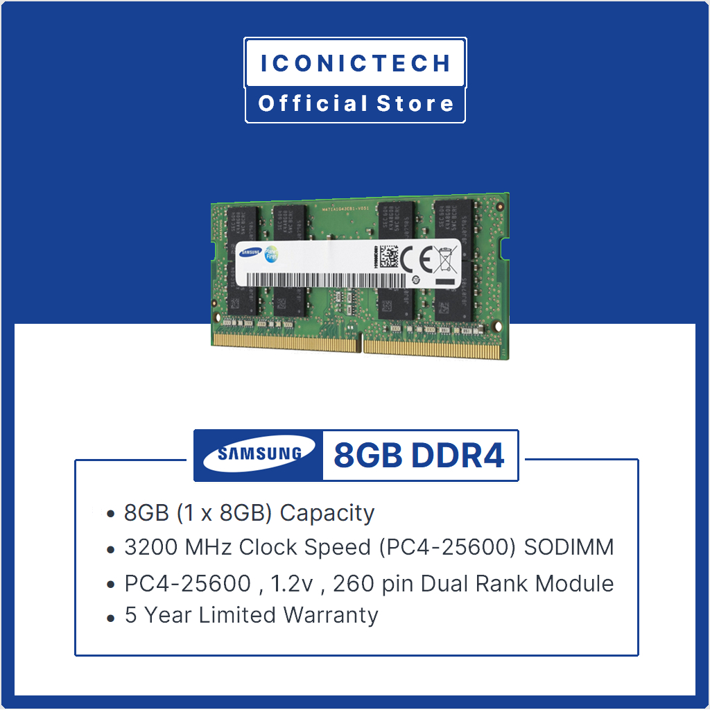 Samsung 8GB DDR4 3200 MHz PC4-25600 SODIMM 2Rx8 CL22 1.2v 260-PIN NAS Memory Module. DS224 ...