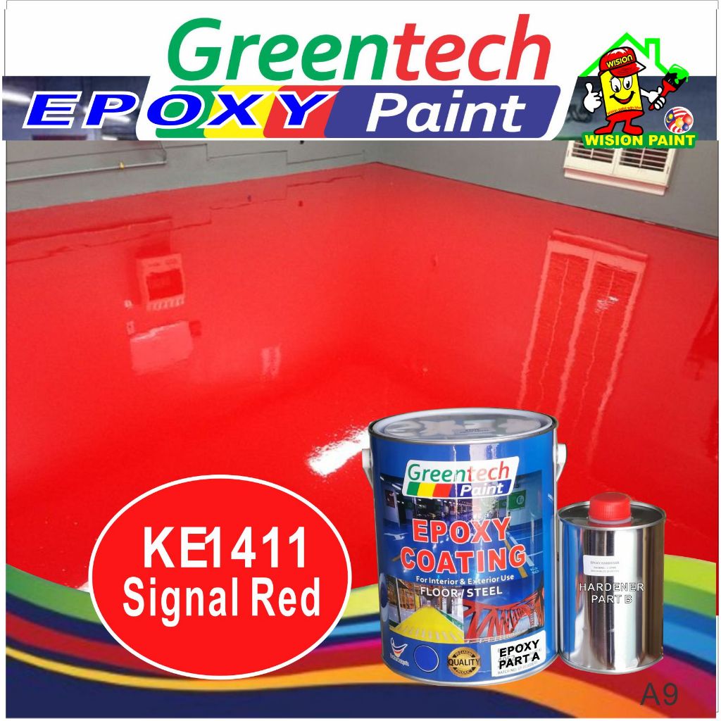 KE1411 SIGNAL RED 1L Epoxy paint ( GREENTECH EPOXY ) Cat Lantai / TILES ...