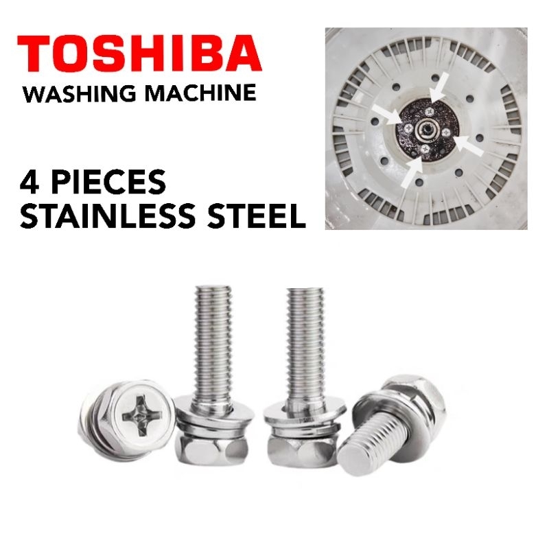 4pcs Toshiba Washing Machine Screw Mesin Basuh Skru Stainless Steel ...