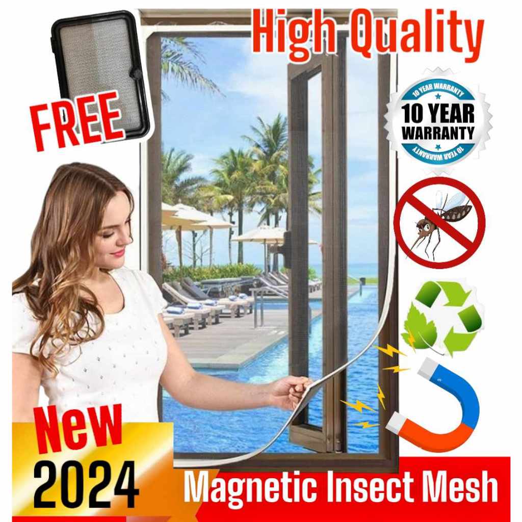 (Full Set) FOC MINI DOOR DIY Magnetic Mosquito Net Insect Screen Jaring ...