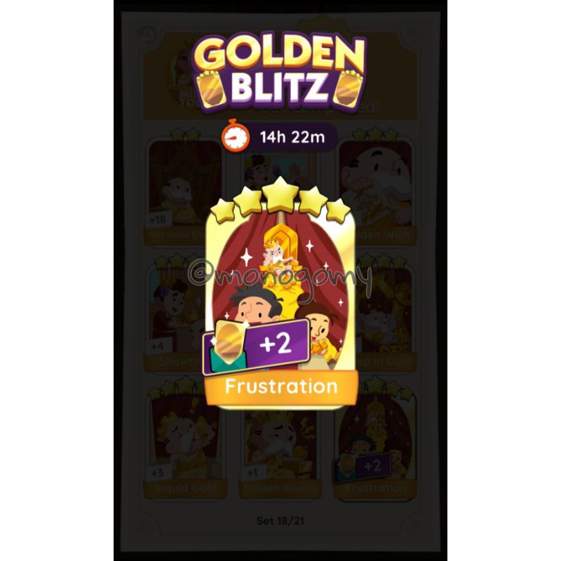 SET 18 FRUSTRATION / MONOPOLY GO GOLD CARD / STICKER | Shopee Malaysia
