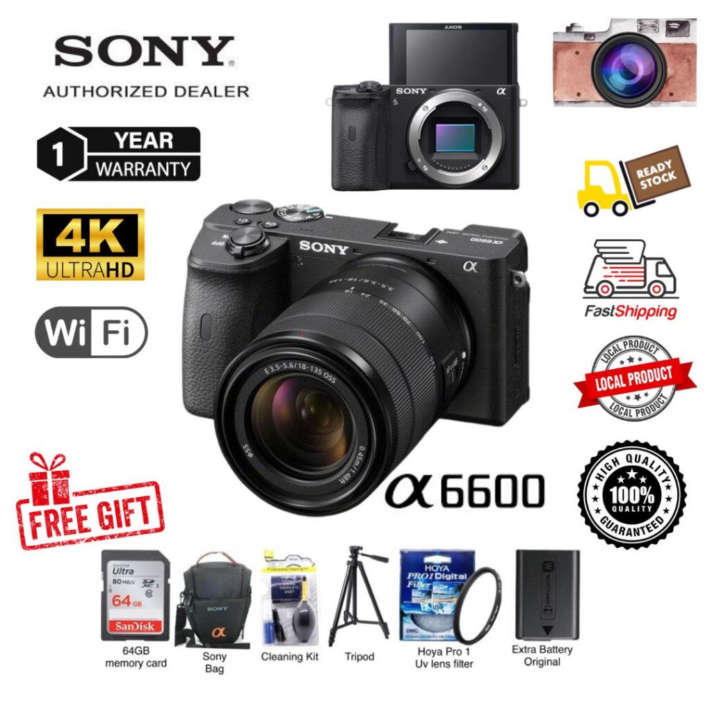Sony Alpha a6600 Mirrorless Camera /w 16-50mm F3.5-5.6 OSS /18-135mm f/3.5-5.6 OSS lens. ( 1 ...