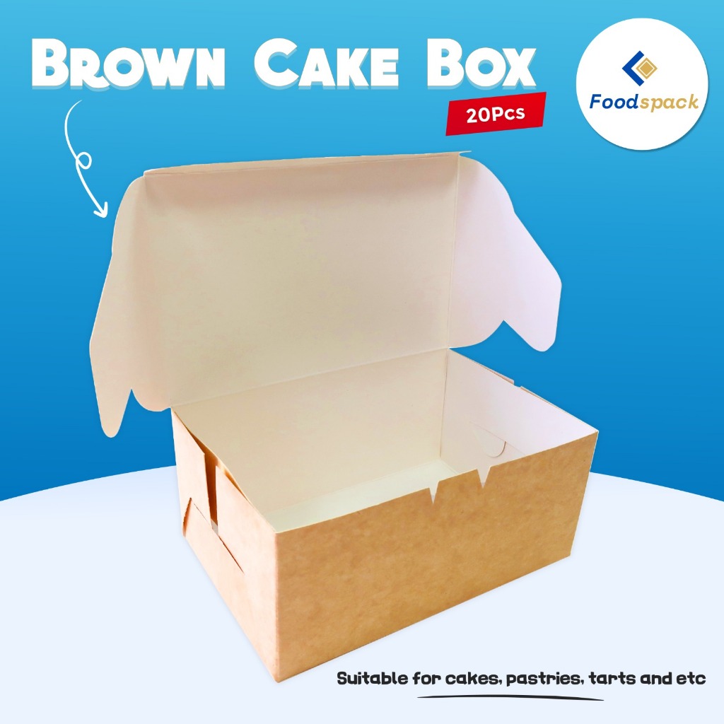 (20pcs) Brown Cake Box / Kraft Cake Box (L)165 x (W)105 x (H)75MM ...