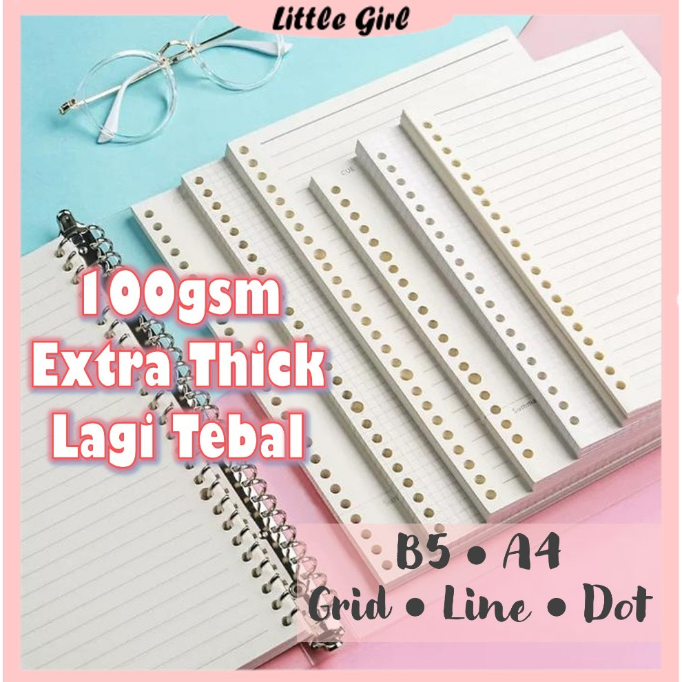 Extra Thick 100GSM │Loose Leaf Refill Paper │B5 A4 Notebook│Kertas Buku ...