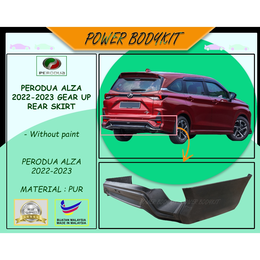 READY STOCK Perodua Alza 2022-2024 Gear Up Rear Skirt 2022 2023 2024 ...