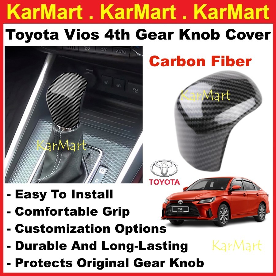 Toyota Vios 2023 2024 2025 Gear Shift Knob Frame Interior Carbon Glossy ...
