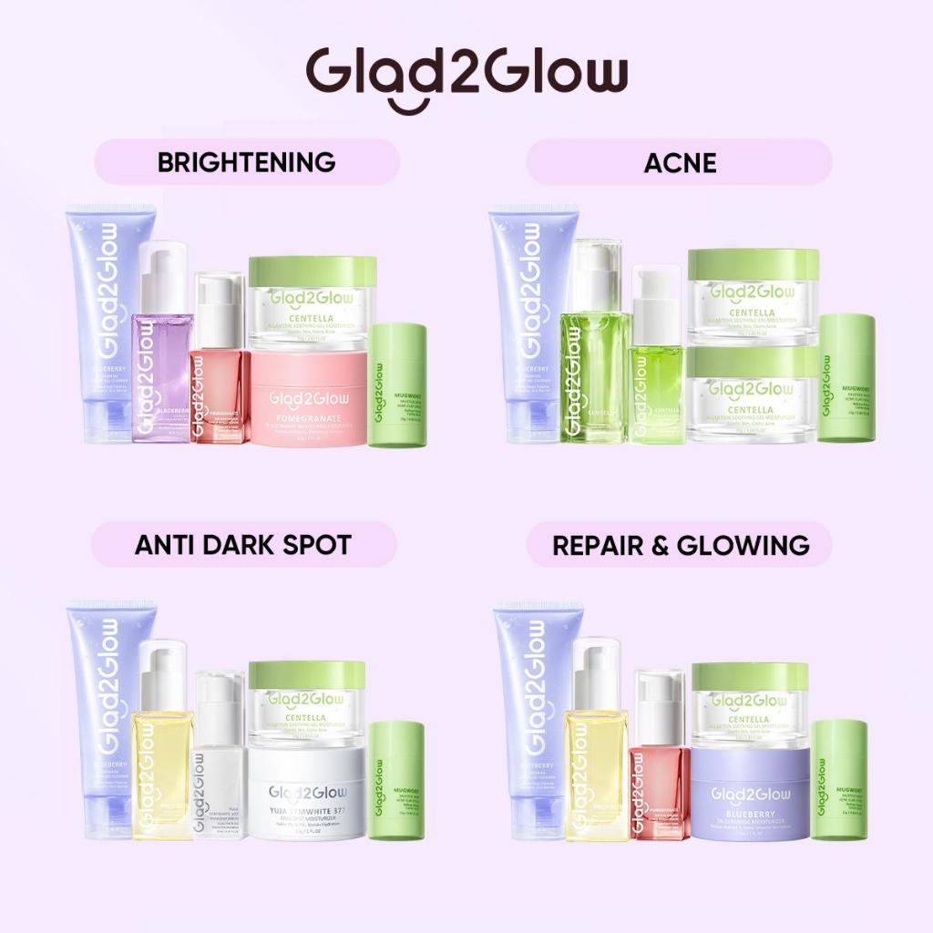 Glad2Glow 6 In 1 Brightening Set Paket Skincare Moisturizer Clay Mask ...