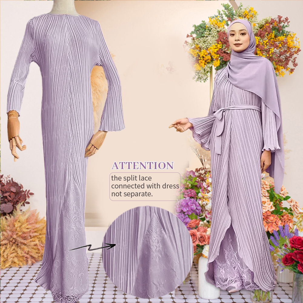 Muslimah Moden Pleated Ironless Jubah Long Dress Abaya Pleated Jubah ...