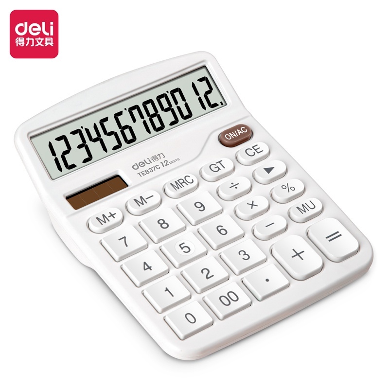 Deli Desktop Calculator 12 Digit Dual Power LCD TE837C | Shopee Malaysia