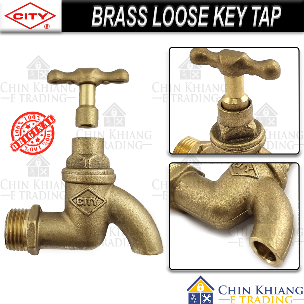 CITY Brass Loose Key Bib Tap Water Tap Kepala Paip Pili Air Kunci Light ...