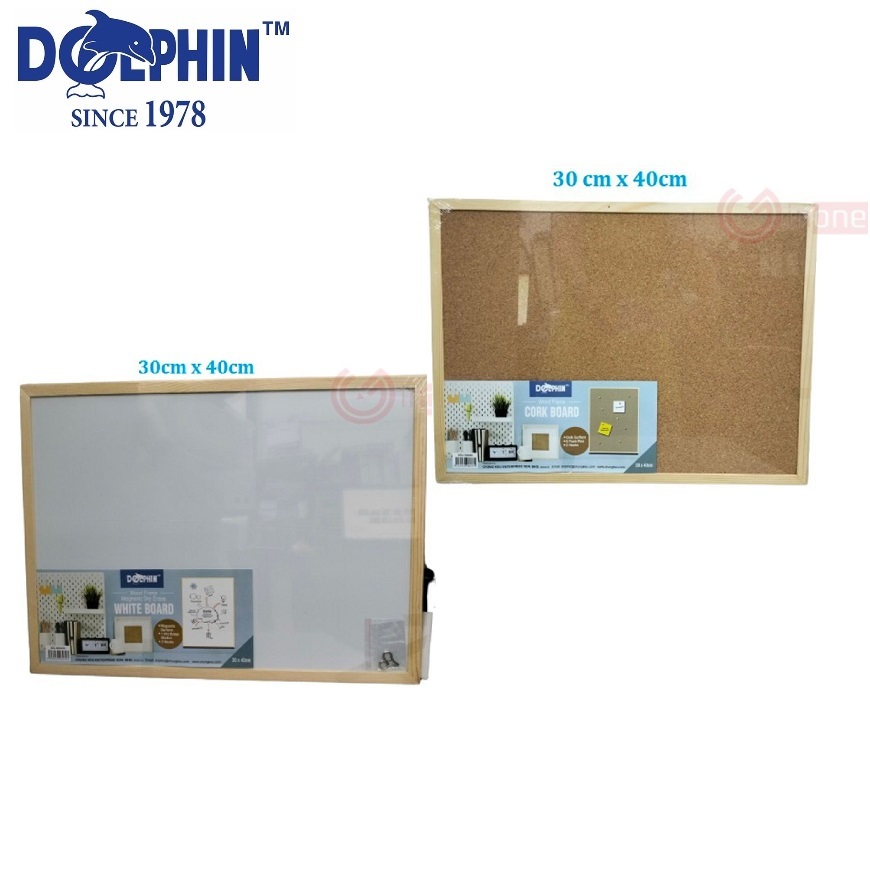 Dolphin Wooden Frame Magnetic Whiteboard/ Cork Board 30x40cm | Shopee ...