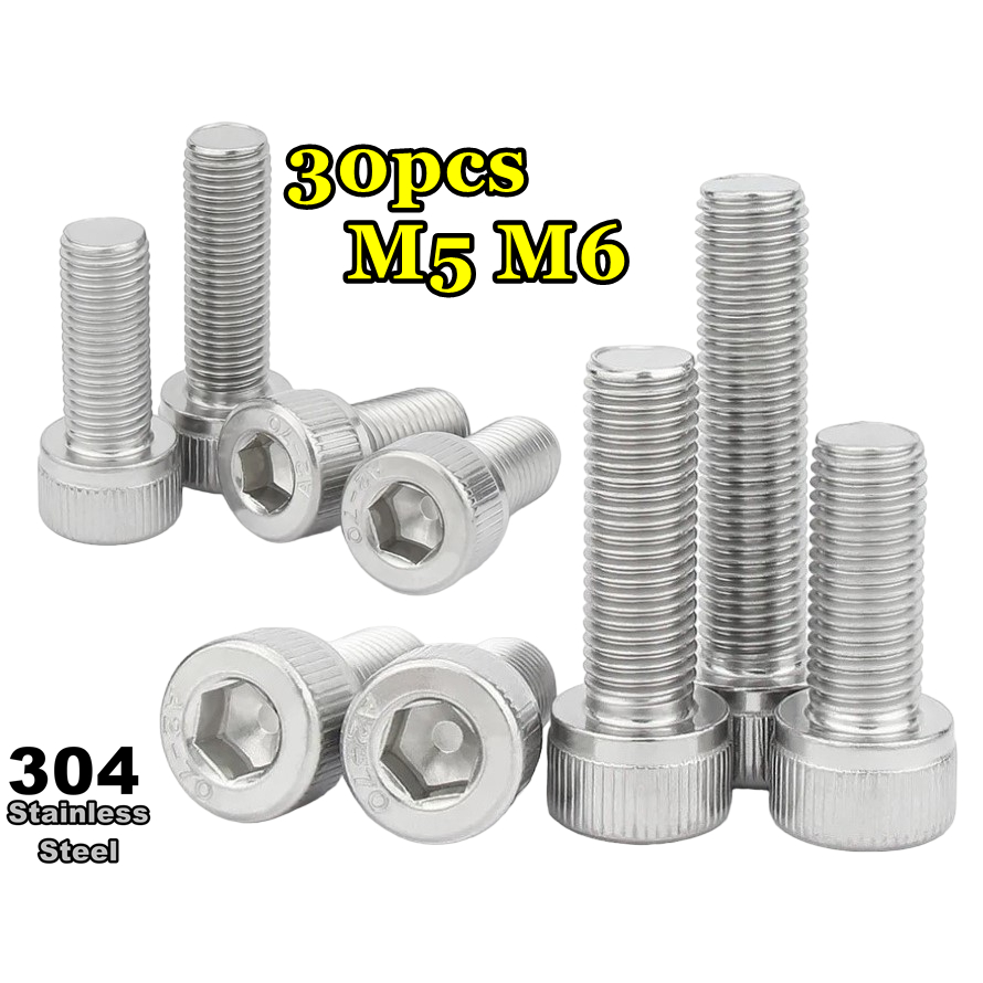 30pcs Skru Hex Hexagon Head Socket Screw M5 Screw M6 Cap Socket Head ...