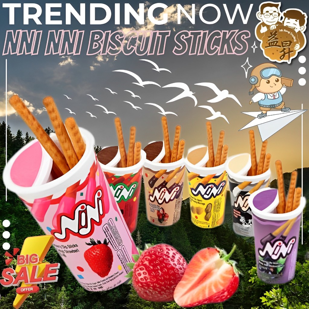 1 cup x 35gm - Cvmallow Nni Nni Biscuit Sticks [Chocolate / Strawberry ...