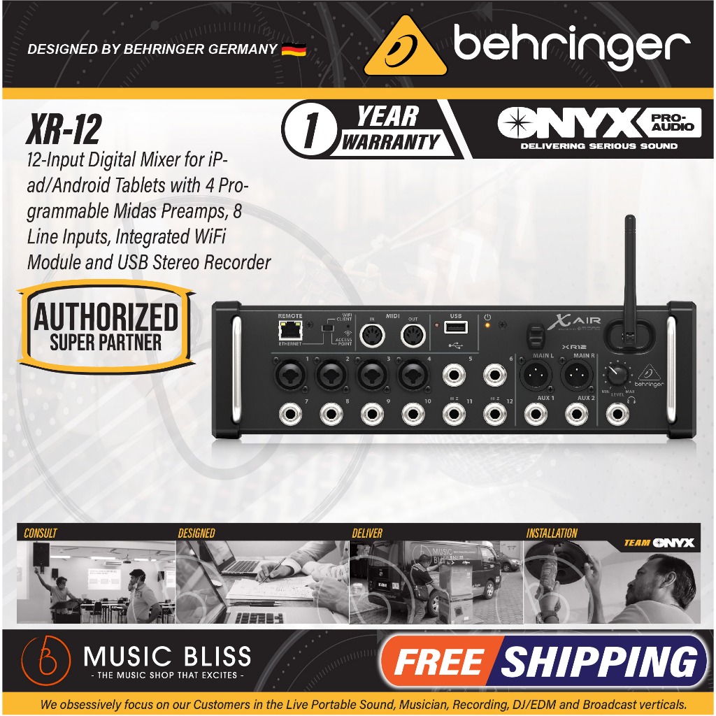 Behringer X Air XR12 Tablet-controlled Digital Mixer (XR-12 / XR 12 ...