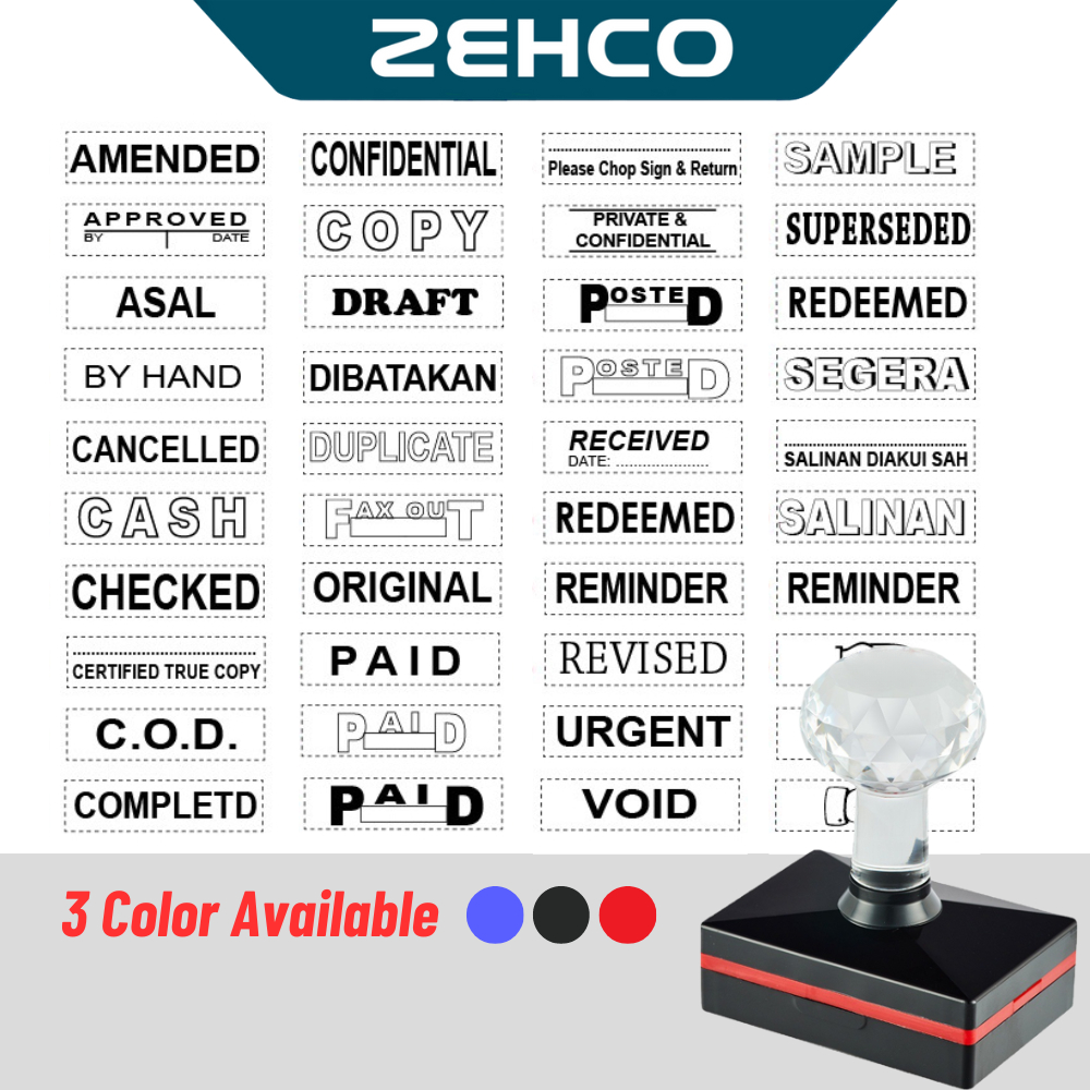 Ready Made Stamp Chop Stamp Self Ink (Red/Blue/Black) PAID/VOID ...