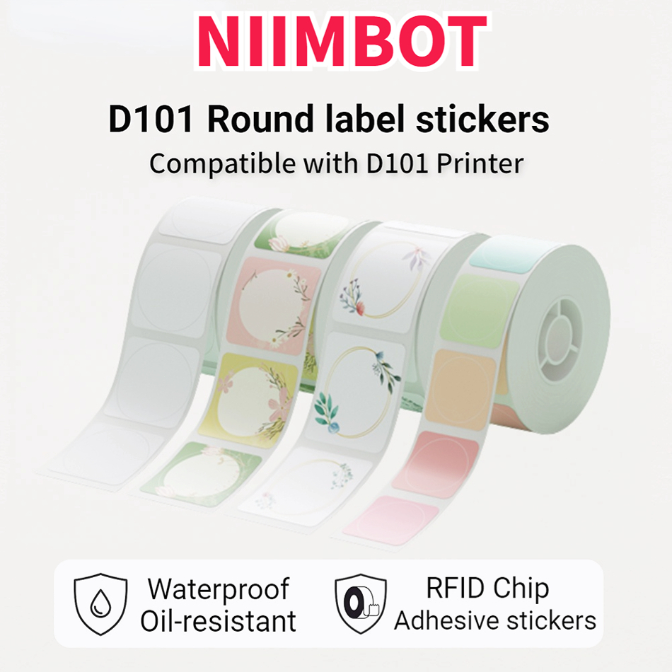 NIIMBOT D101 Color Round Thermal Sticker Label Printer Sticker ...