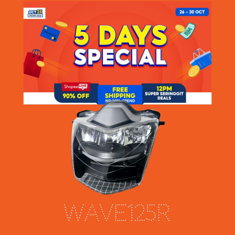 HONDA WAVE 125 WAVE125 125R JENDUL HEAD LAMP LED CUSTOM ZHIPAT LAMPU ...